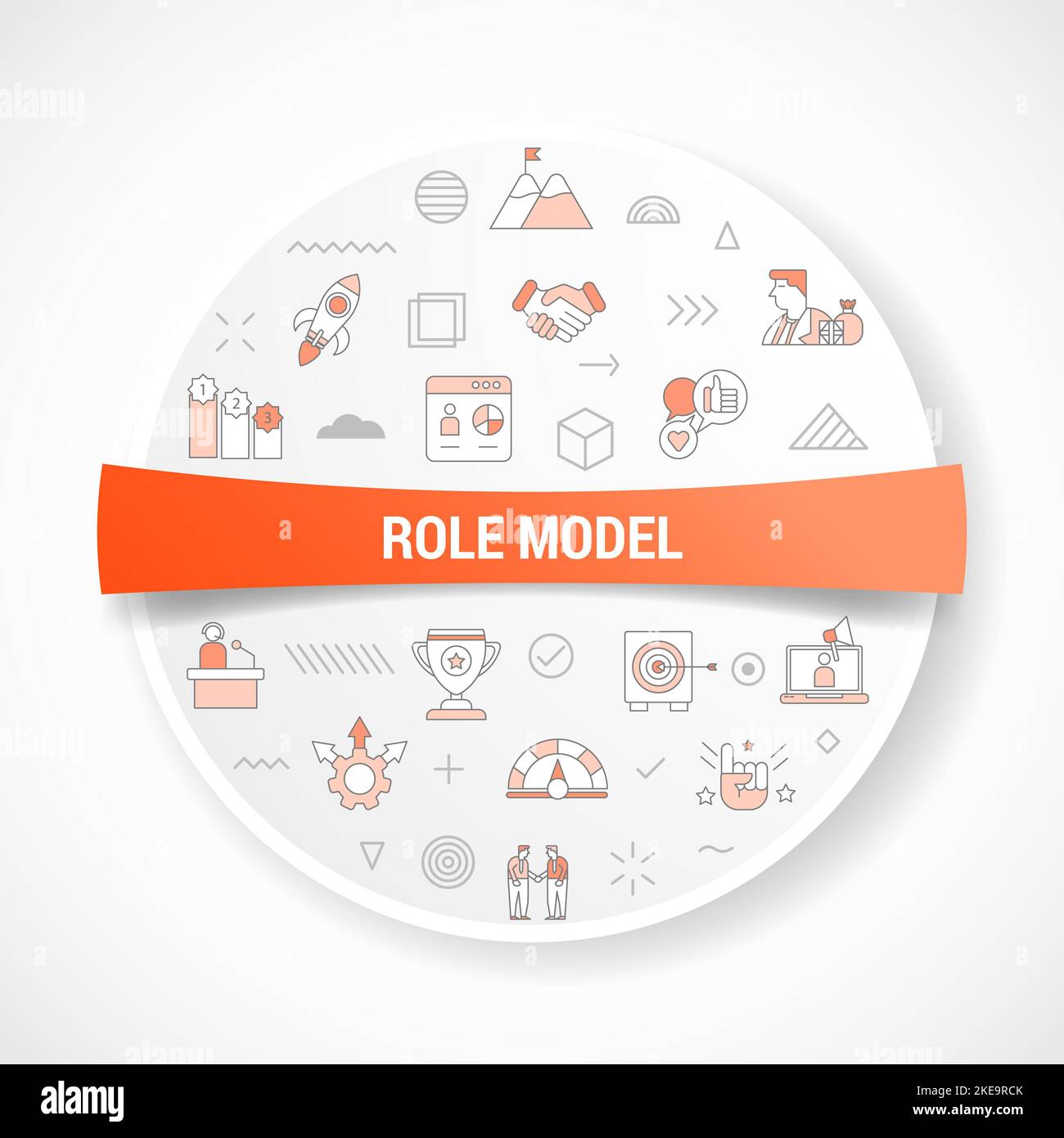 role model concept with icon concept with round or circle shape for ...