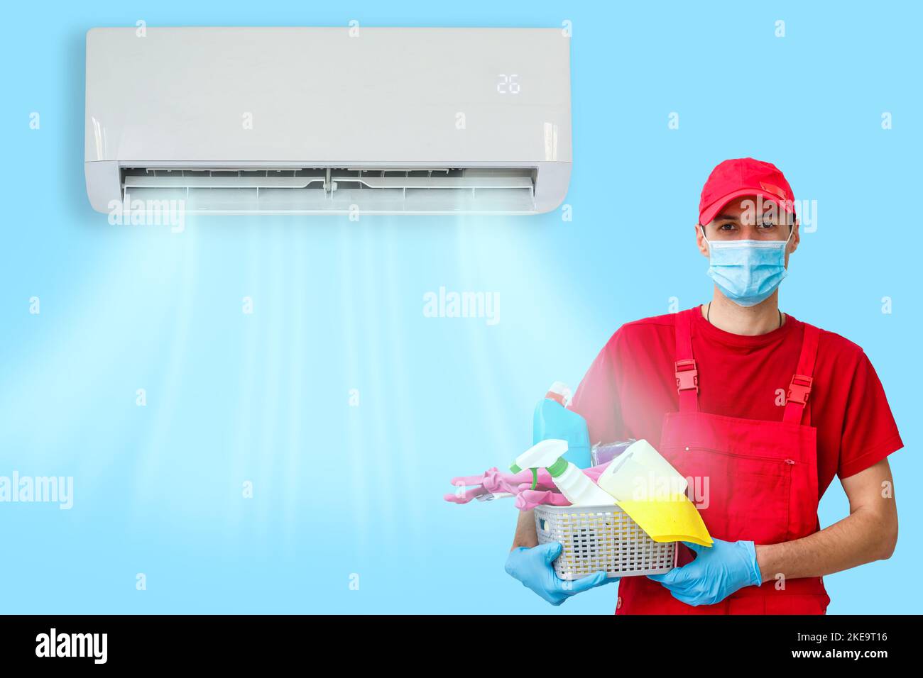 man under the air conditioner Stock Photo - Alamy
