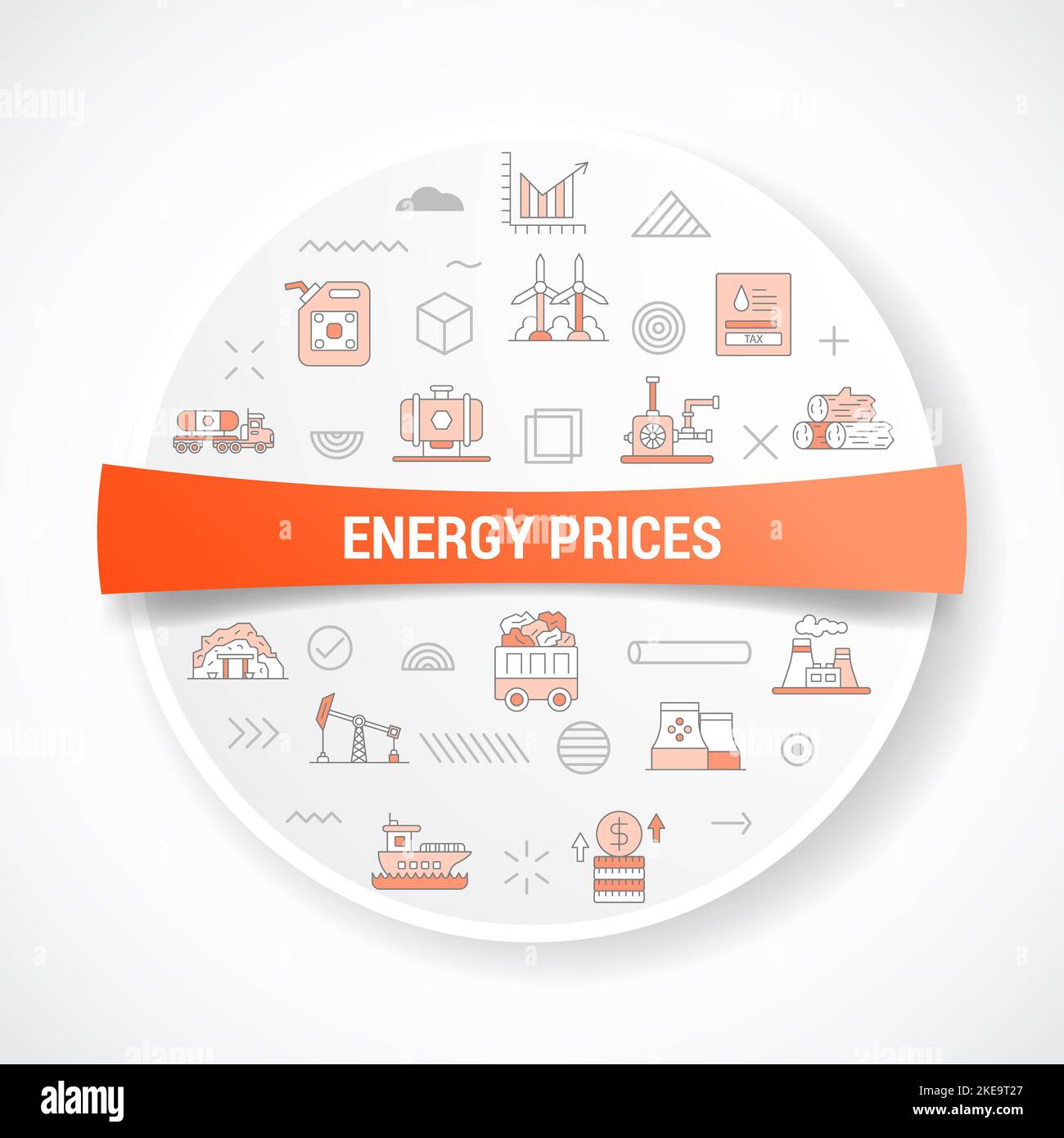energy prices concept with icon concept with round or circle shape for ...