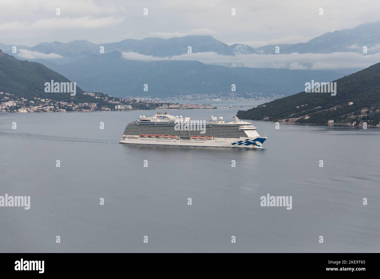 Regal Princess cruise ship passes through Boka Kotorska Bay, Montenegro ...