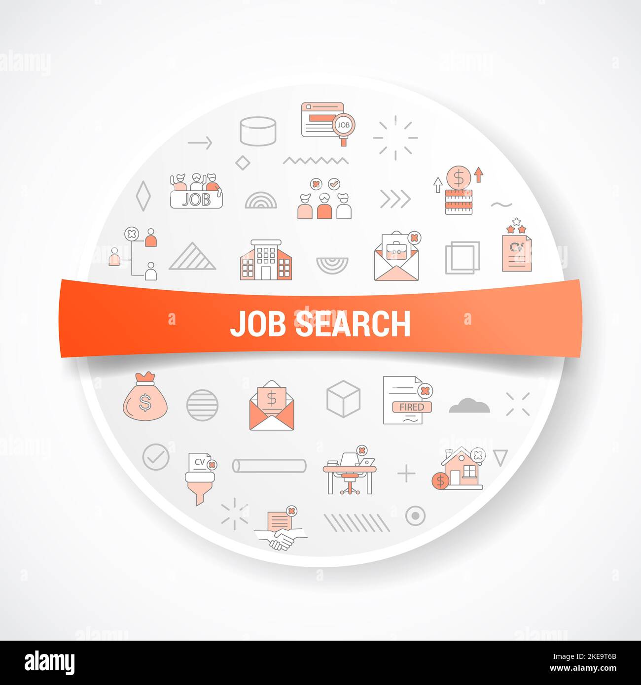 job search concept with icon concept with round or circle shape for ...