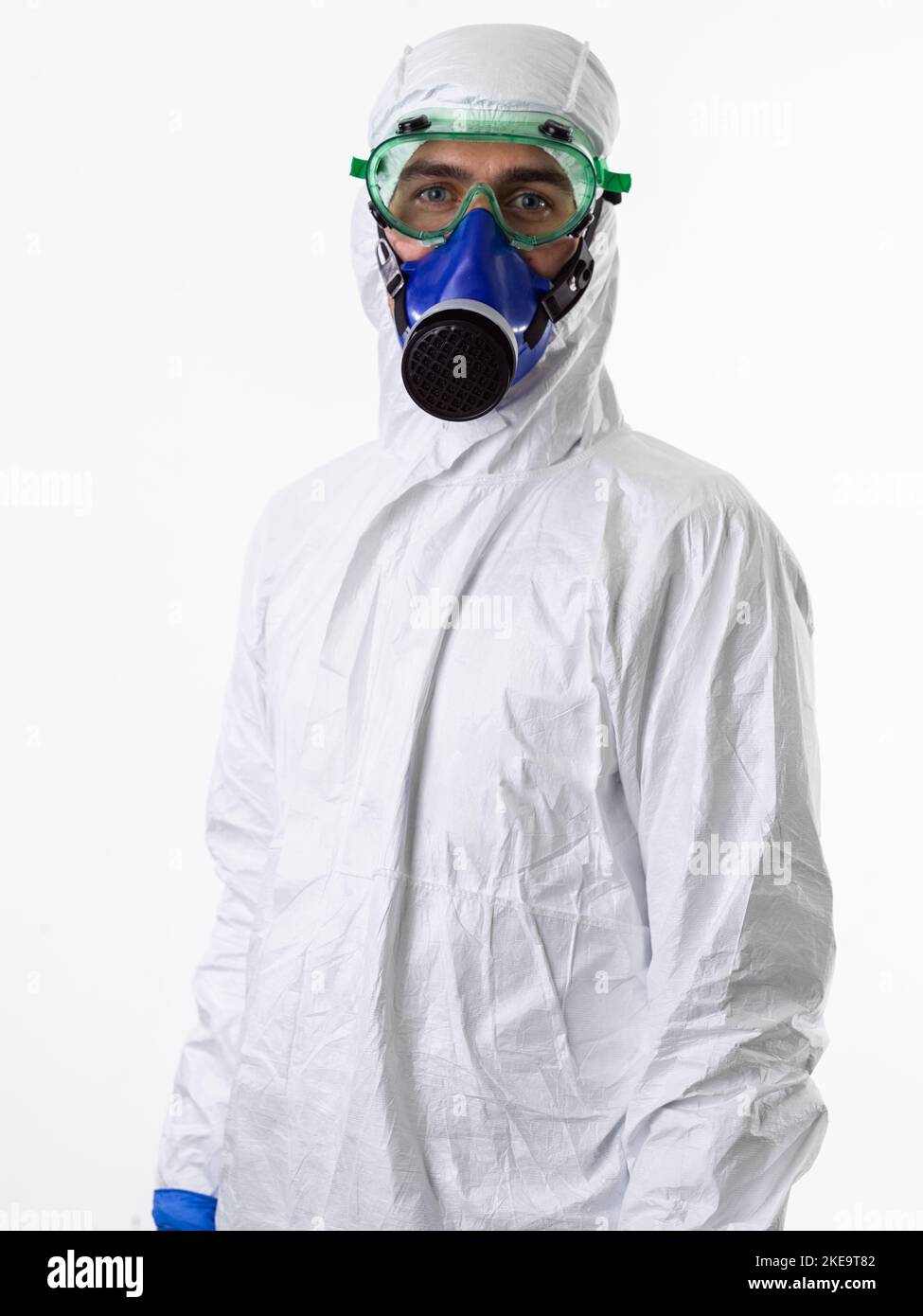 Doctor wearing protective biological suit and mask due to coronavirus ...