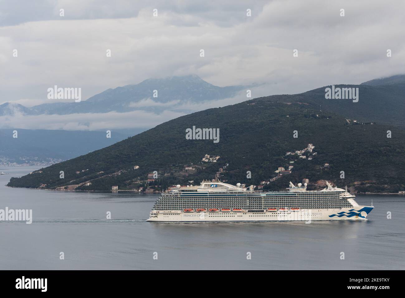 Regal Princess cruise ship passes through Boka Kotorska Bay, Montenegro ...
