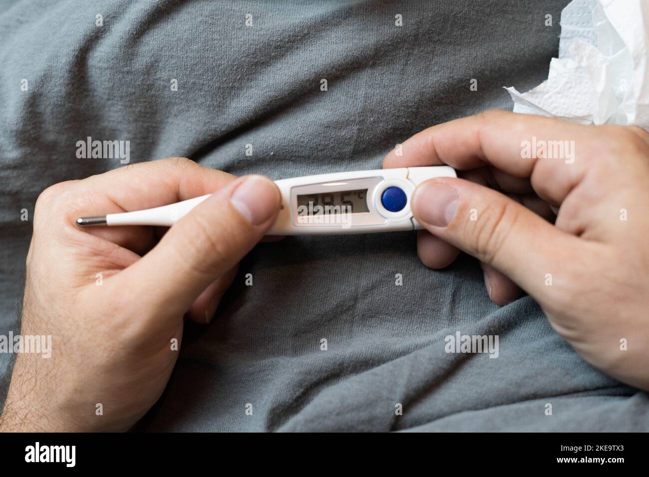 Digital thermometer indicating very high fever Stock Photo - Alamy