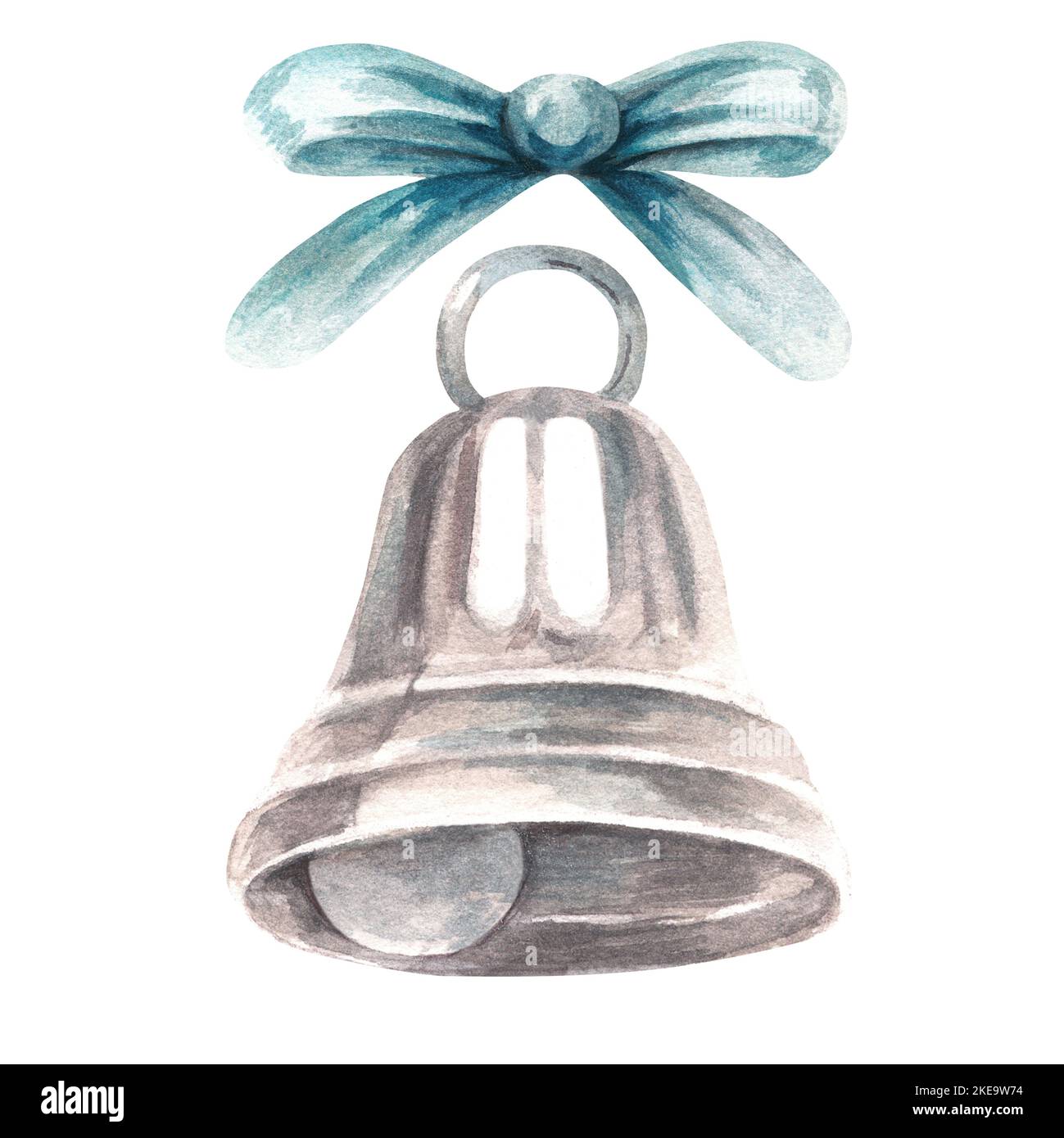 Bell and bow set. watercolor illustration. Isolate Stock Photo - Alamy