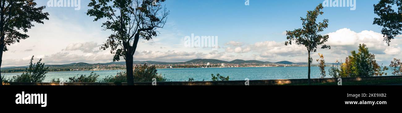 Lake Balaton from Tihany Peninsula. Tihany is a village on the northern ...