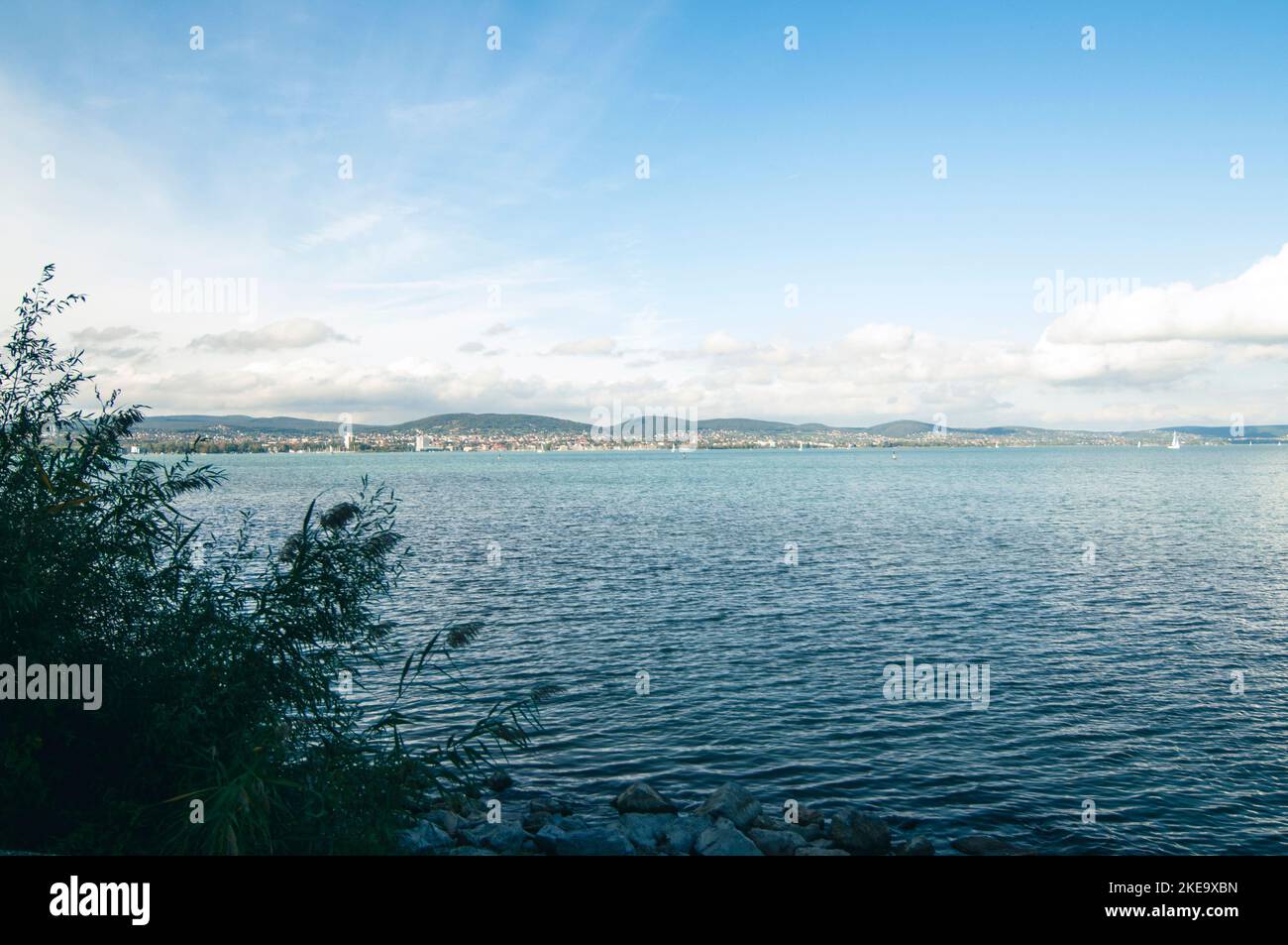 Lake Balaton from Tihany Peninsula. Tihany is a village on the northern ...