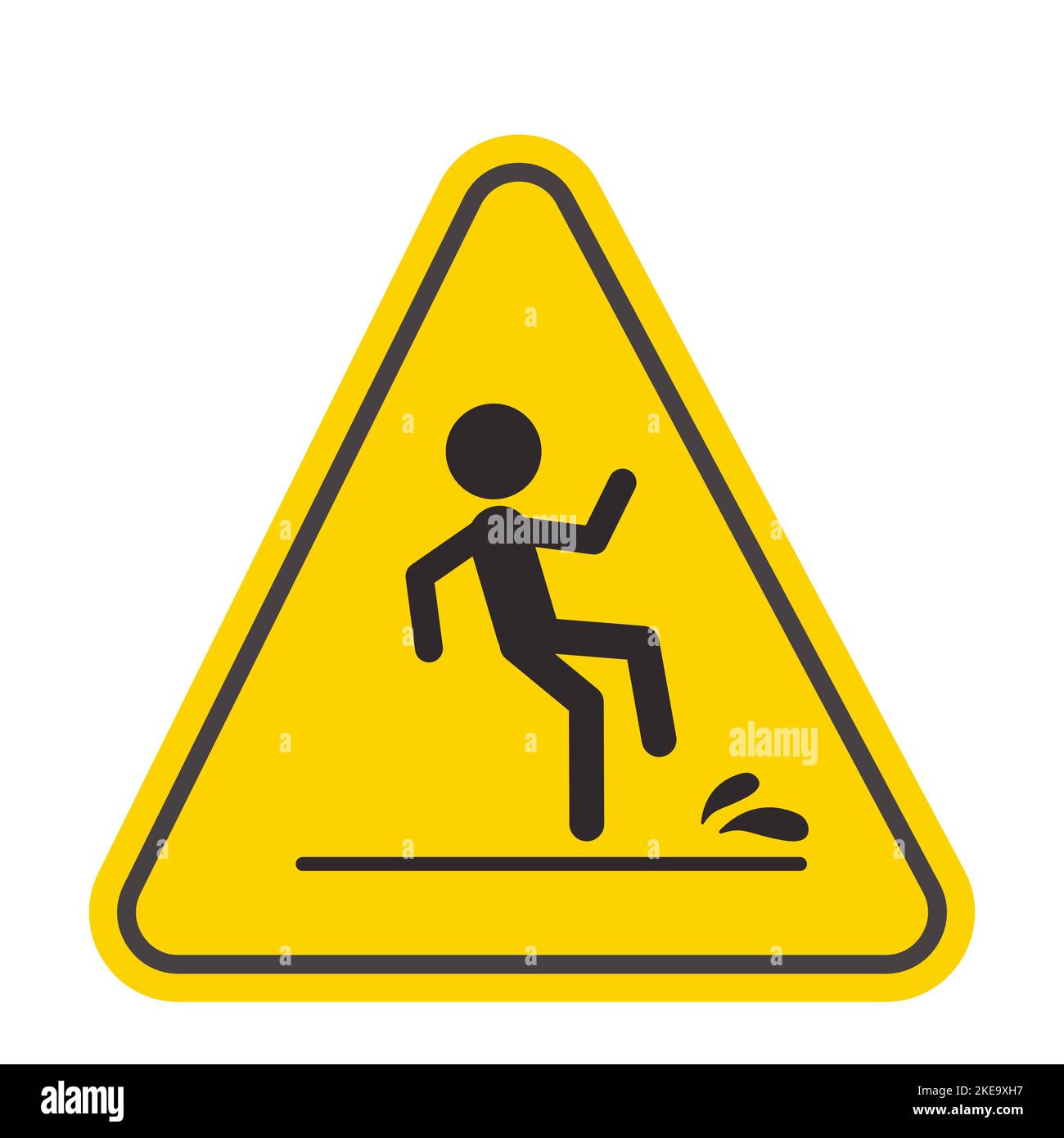 Wet floor caution warning triangle sign, yellow symbol isolated on ...