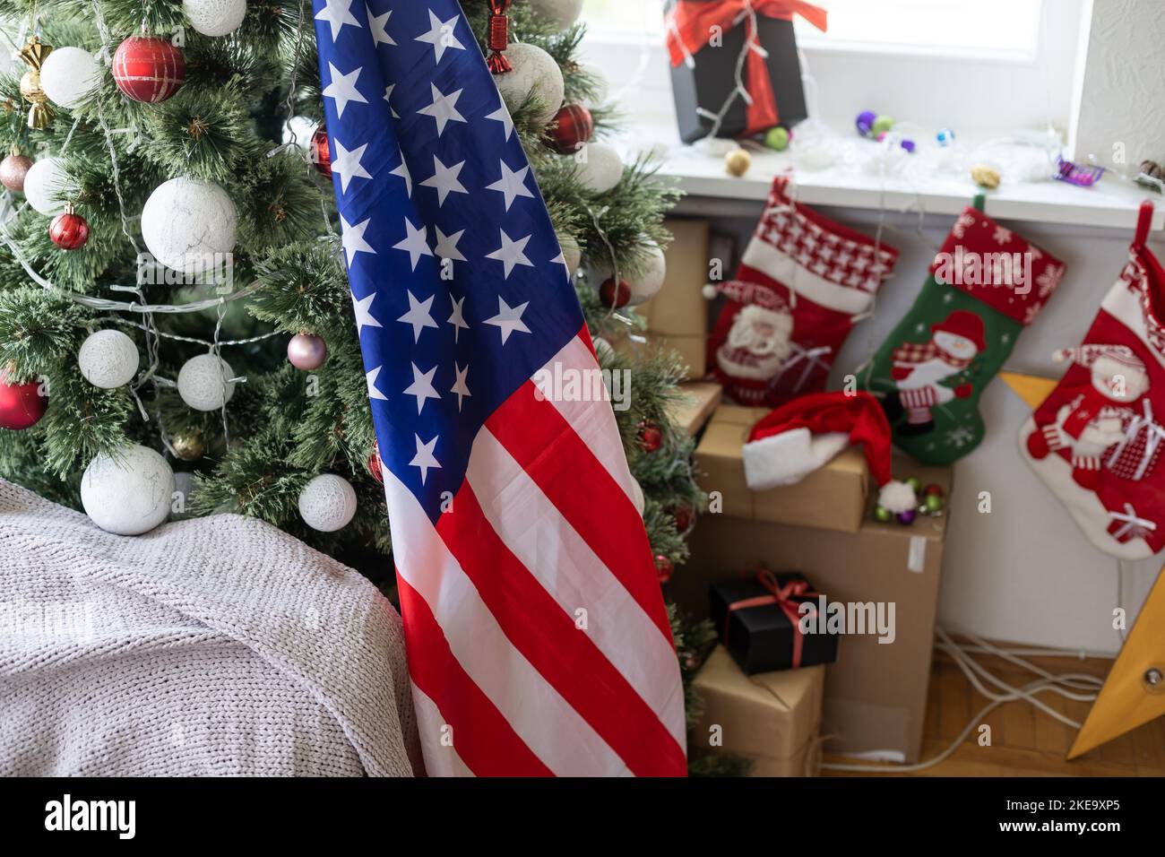 Christmas with the USA flag Stock Photo - Alamy