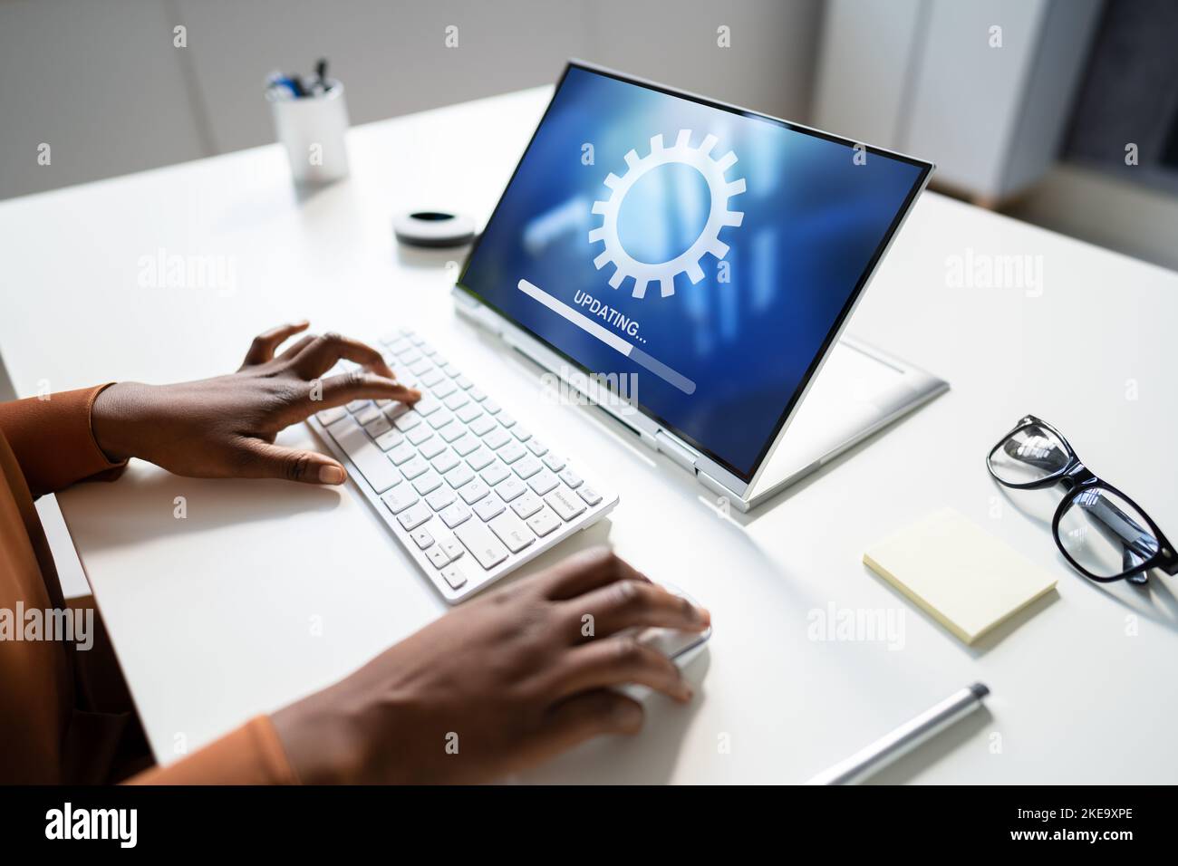Business Computer Online Update. Software Upgrade Progress Stock Photo ...