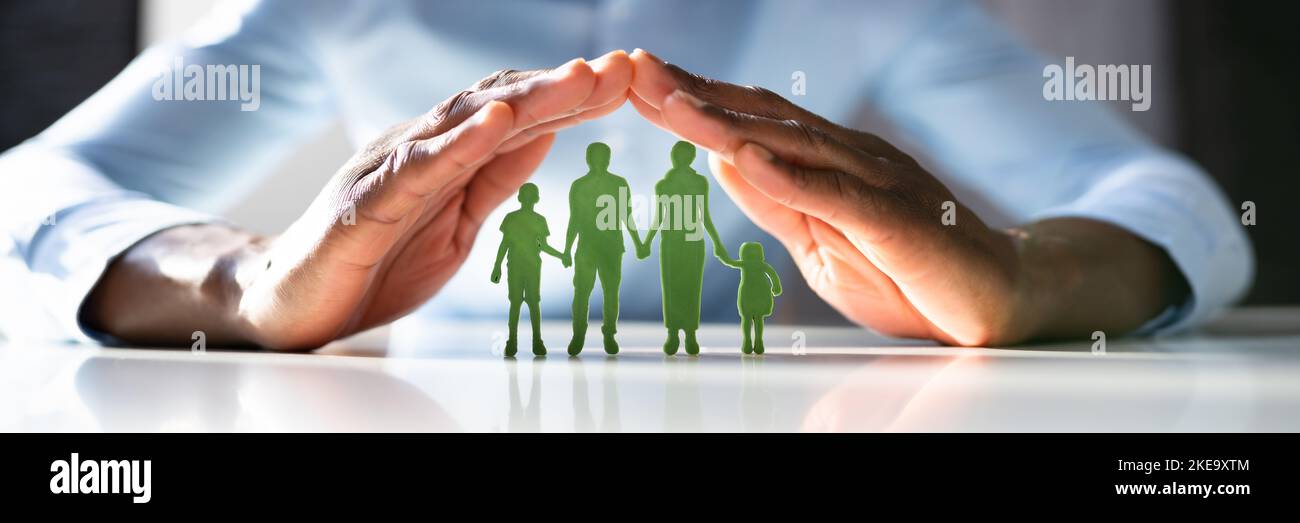 Family Healthcare Coverage. Medical Insurance. People Hands Stock Photo ...