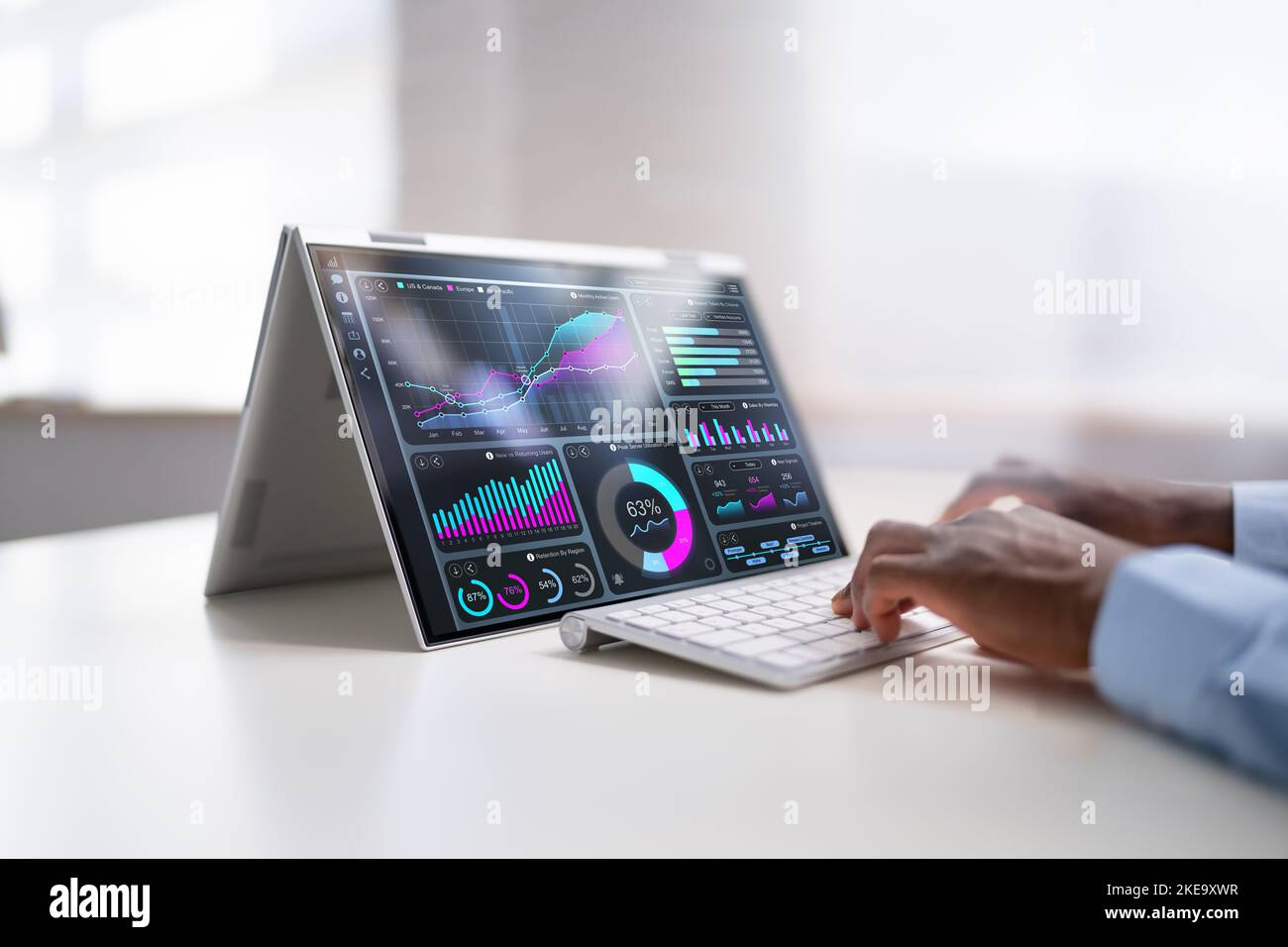 KPI Business Data Dashboard Analytics On Hybrid Laptop Stock Photo - Alamy