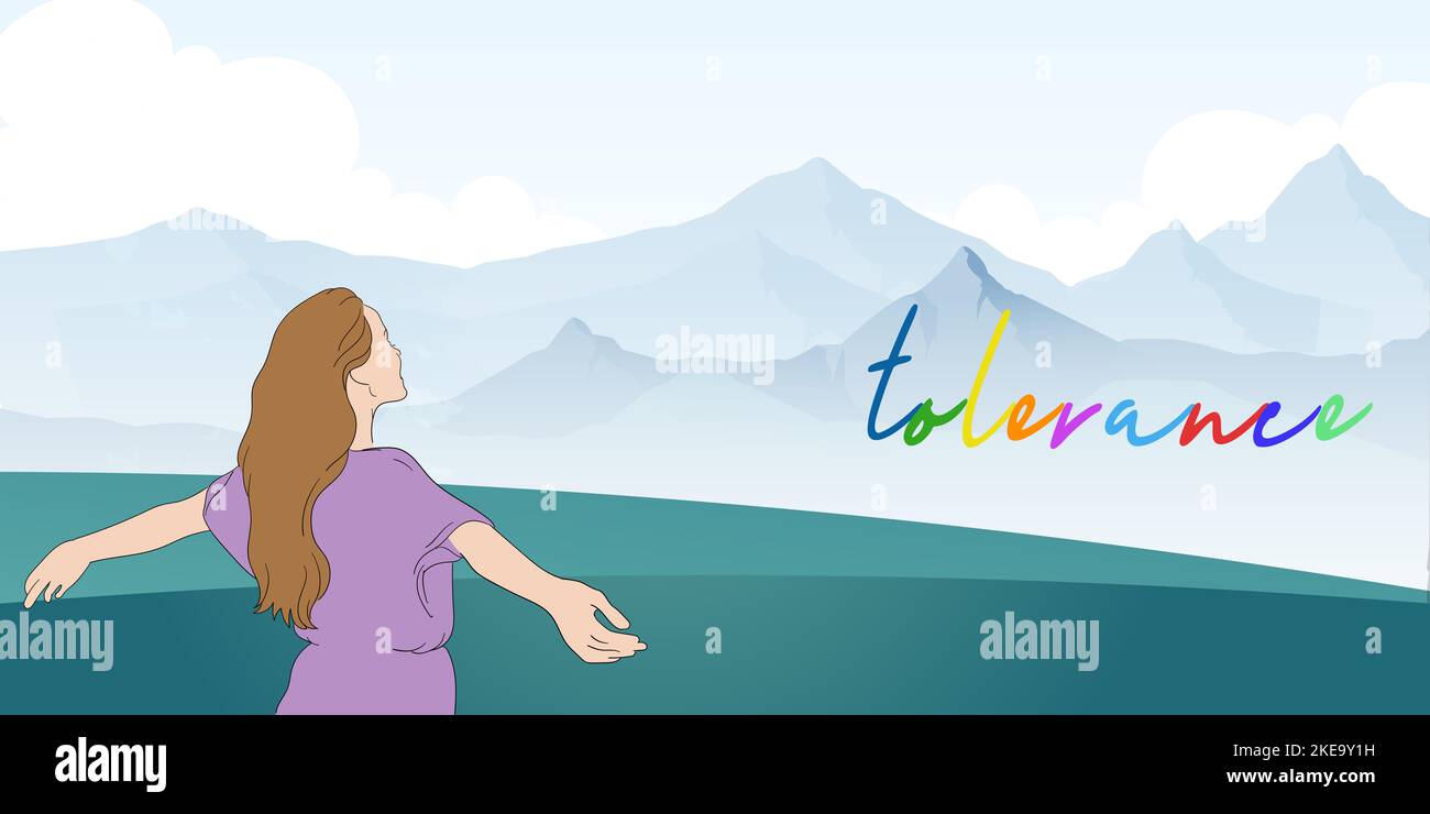 Landscape of mountains and pines. Cartoon mountain scenery vector ...