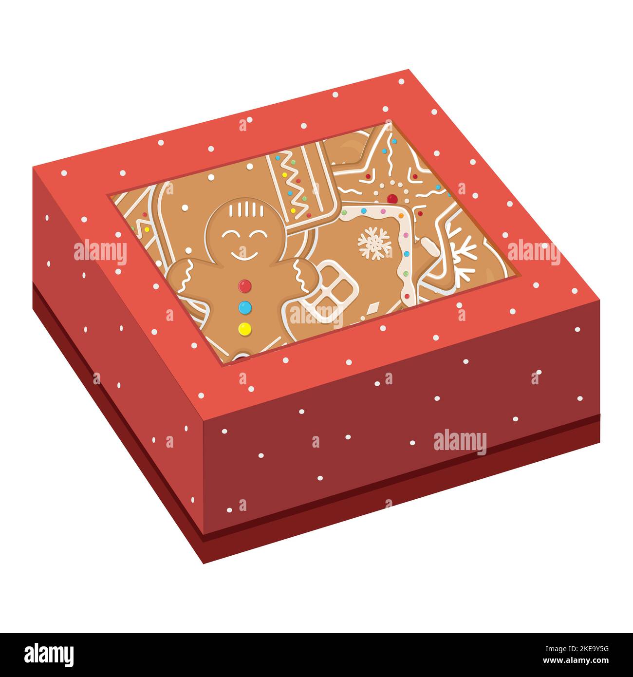 Christmas ginger cookies in festive packaging, color vector ...