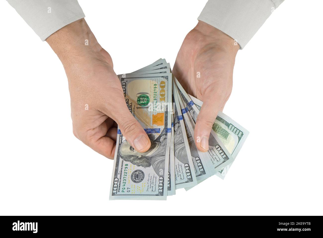 Man counting money. Allocation of money, economy concept, US dollar ...