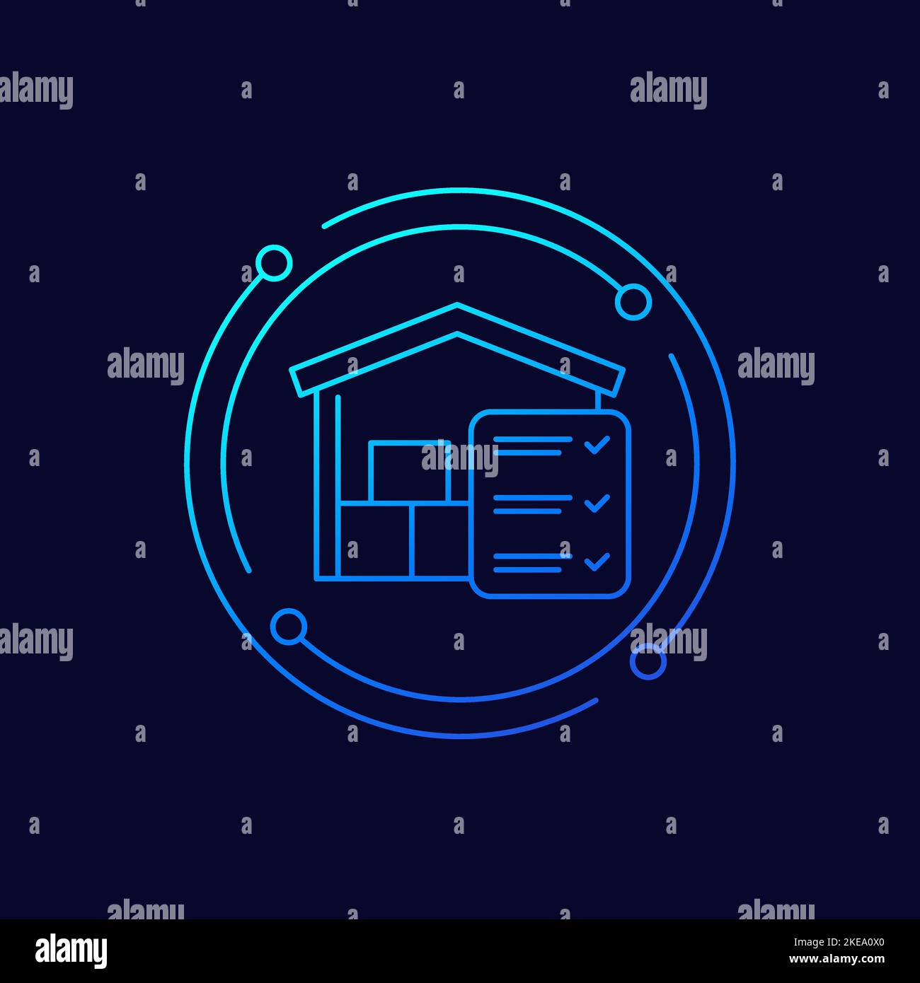 inventory, stock line icon with warehouse, vector Stock Vector Image ...