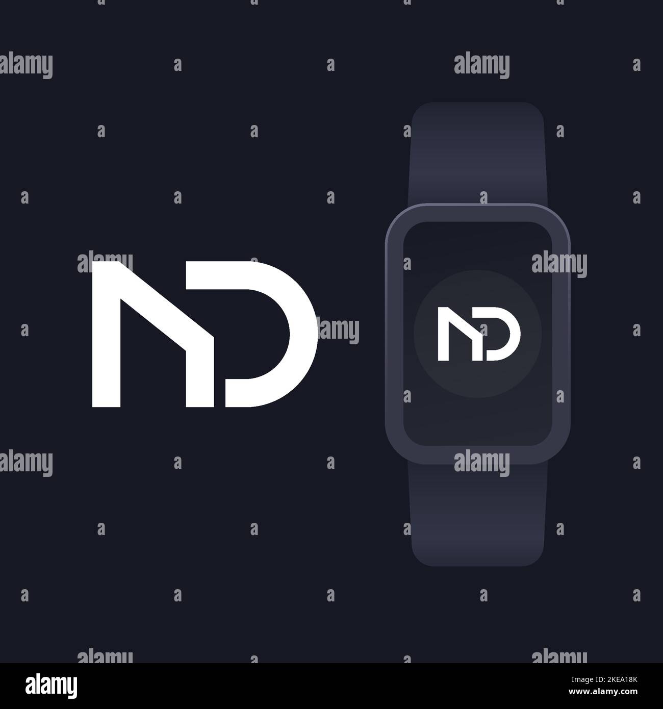 ND monogram, letters, logo design with smart watch Stock Vector Image ...