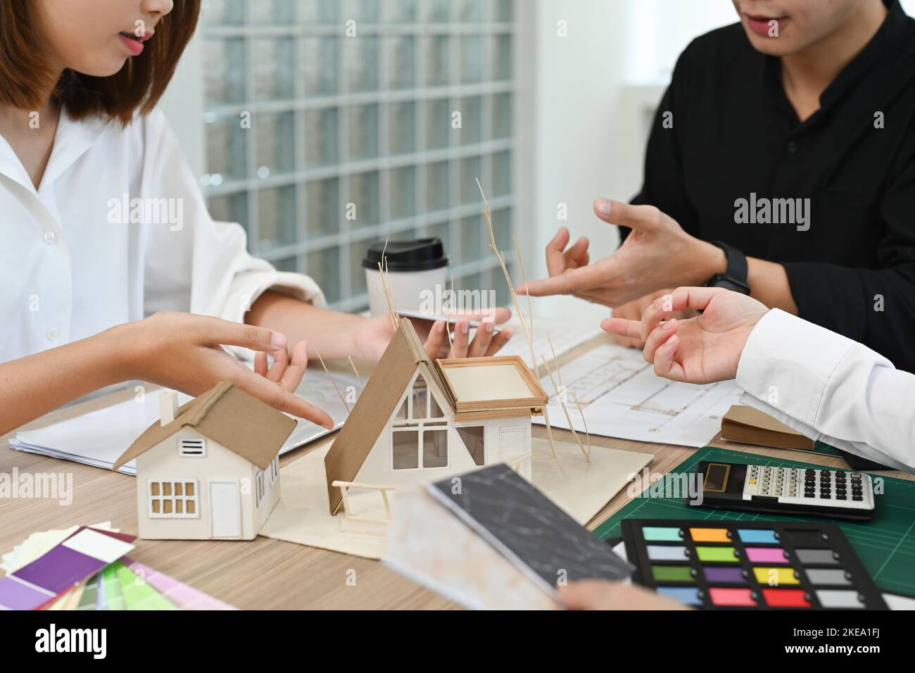Image of Architects or interior designer team selecting ceramic ...