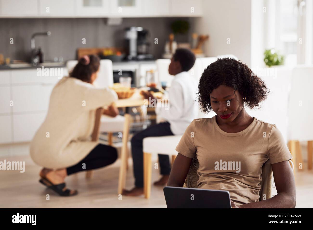 Family working and doing chores at home Stock Photo - Alamy