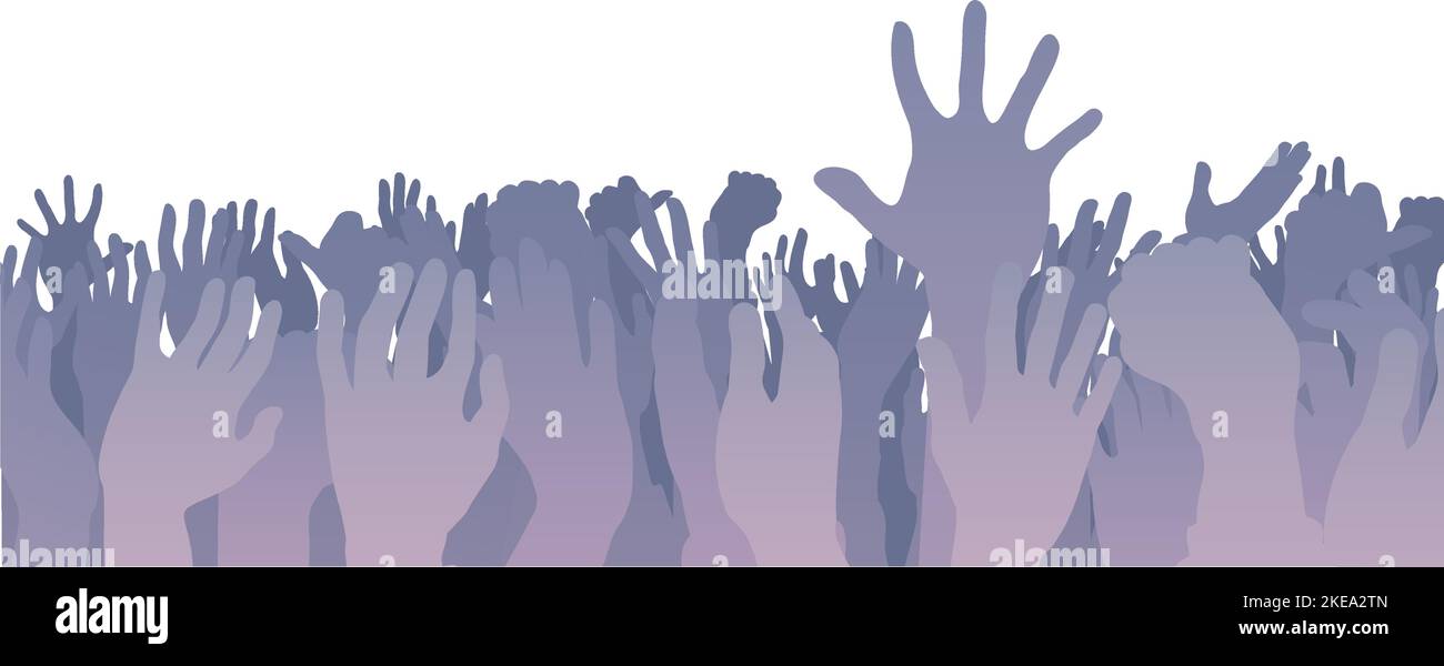Crowd Audience Group Silhouette Party Hands Up Stock Vector Image & Art ...
