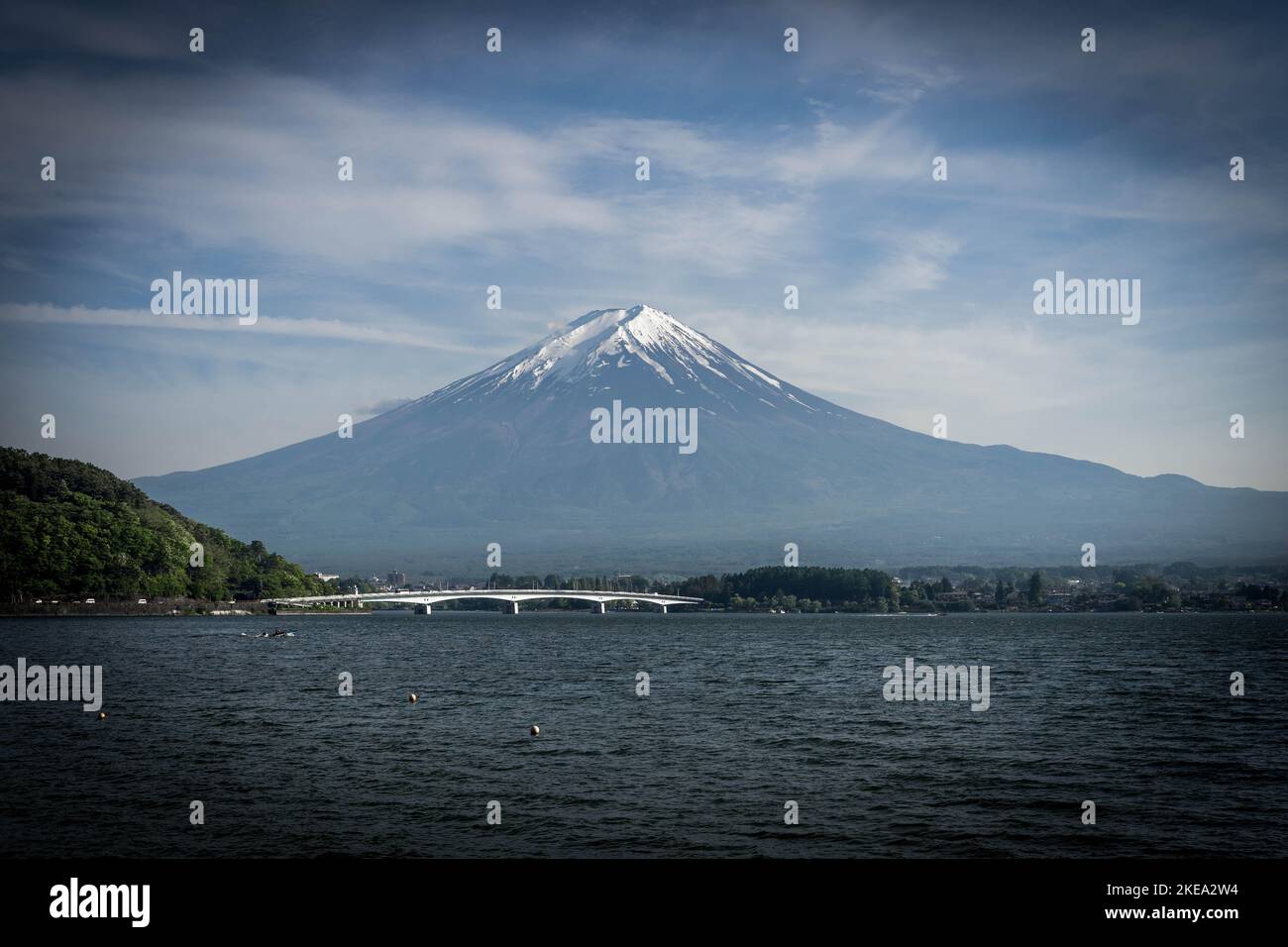 A scenic shot of Mt Fuji across Lake Kawaguchi in Fujikawaguchiko ...