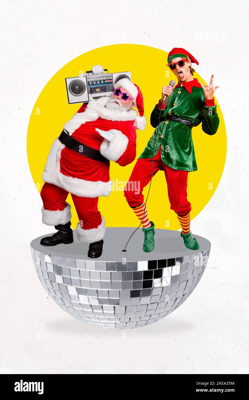 Creative photo 3d collage artwork poster postcard of two funky ...