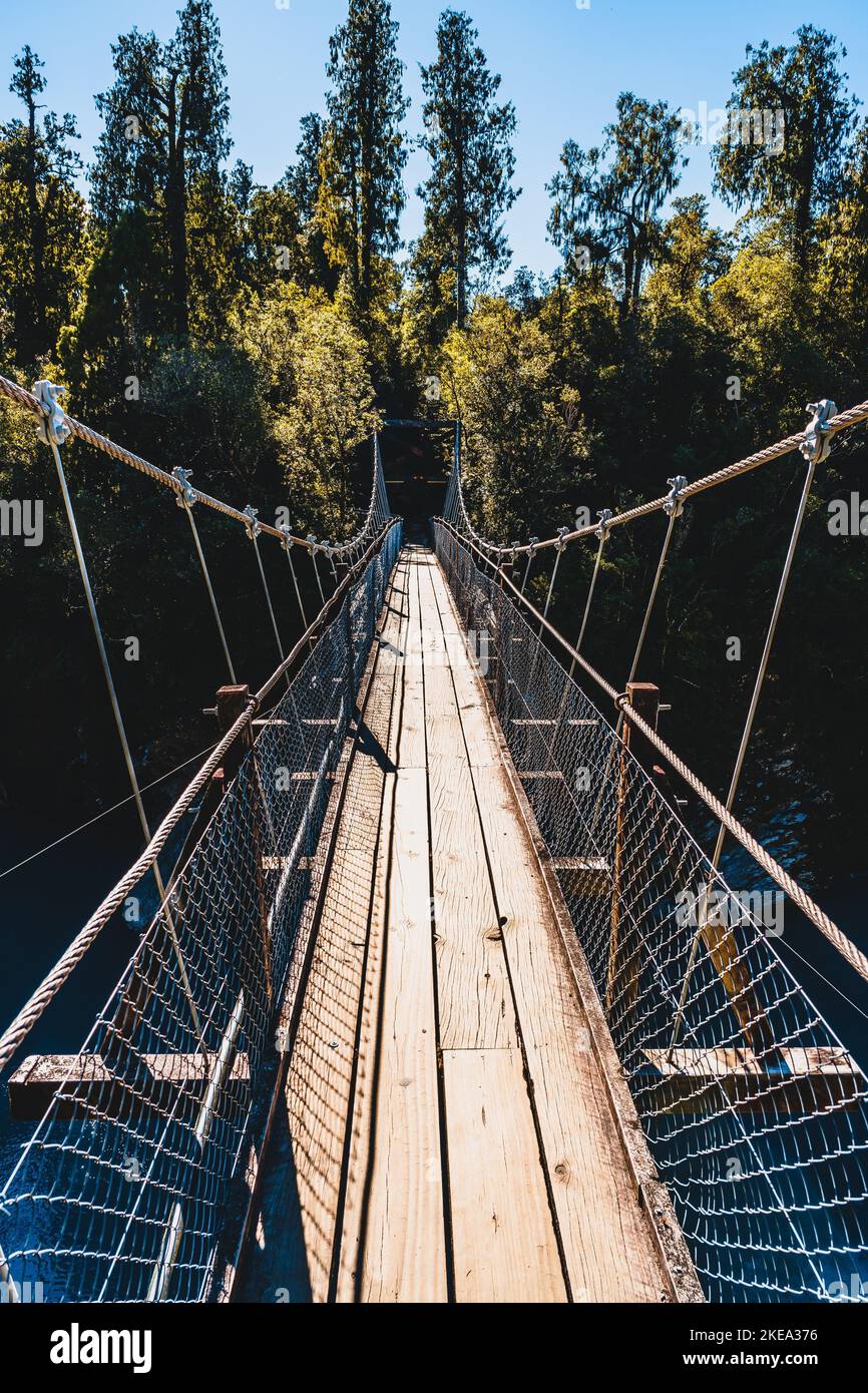 A suspension bridge of Hokitika Gorge Scenic Reserve in Kokatahi, New ...