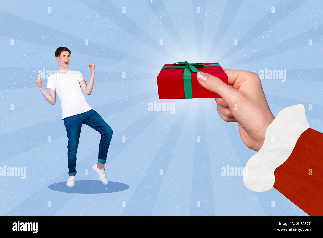 Creative photo 3d collage artwork poster postcard banner of overjoyed ...