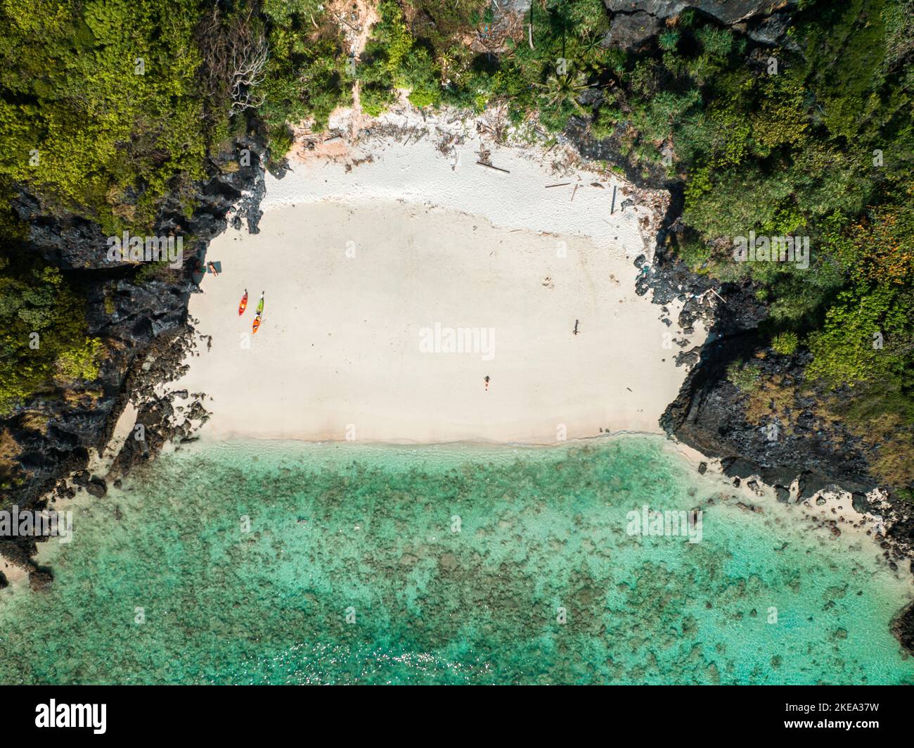 Aerial view of Nui beach in koh Phi Phi Don island, in Krabi, Thailand ...