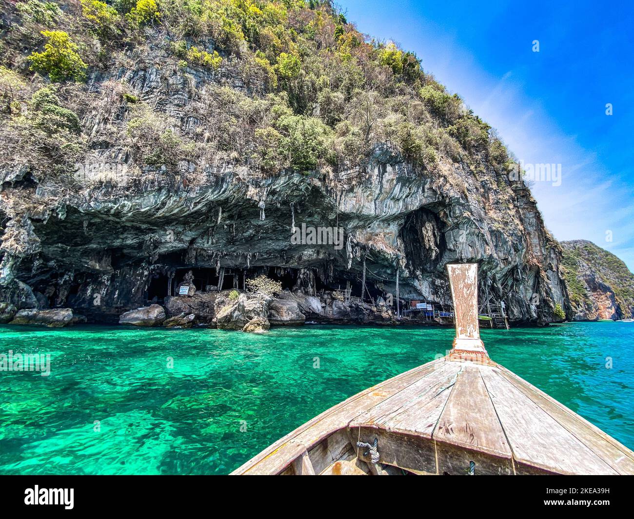 Viking Cave from the long tail boat, in koh Phi Phi Leh, Krabi ...