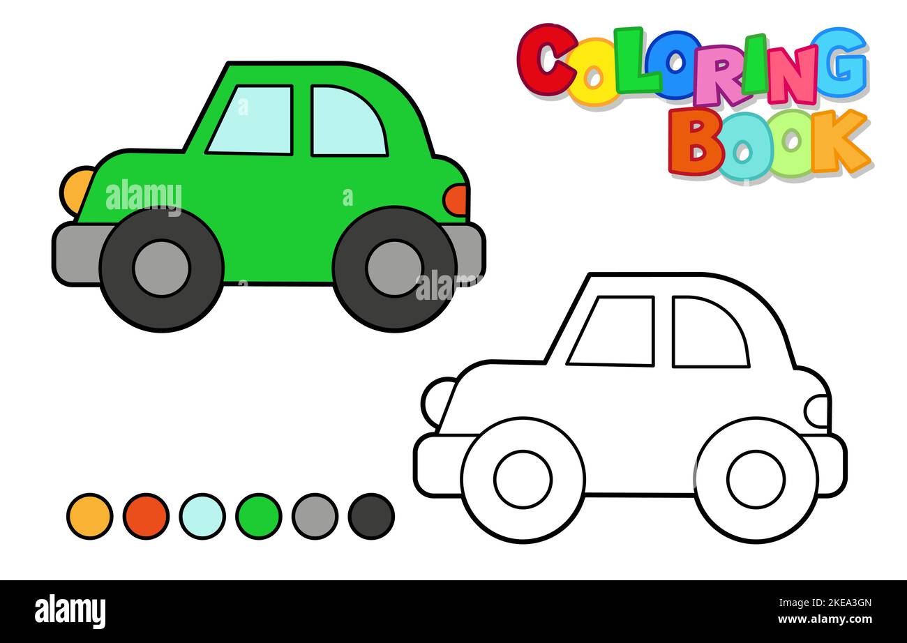 Vector illustration of a car. Coloring book for children Stock Vector ...