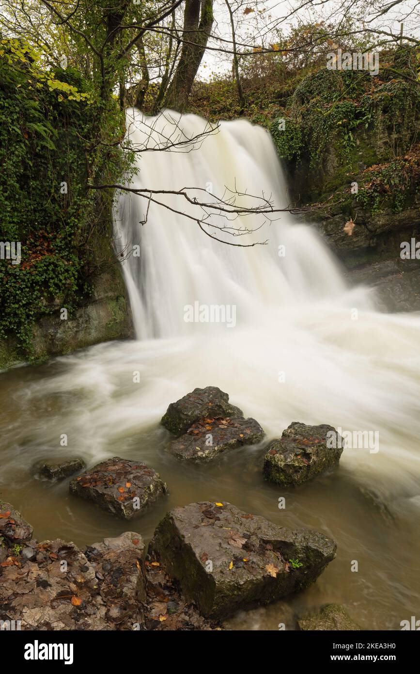 Waterfall known as Janet's Foss, near to the village of Malham in the ...