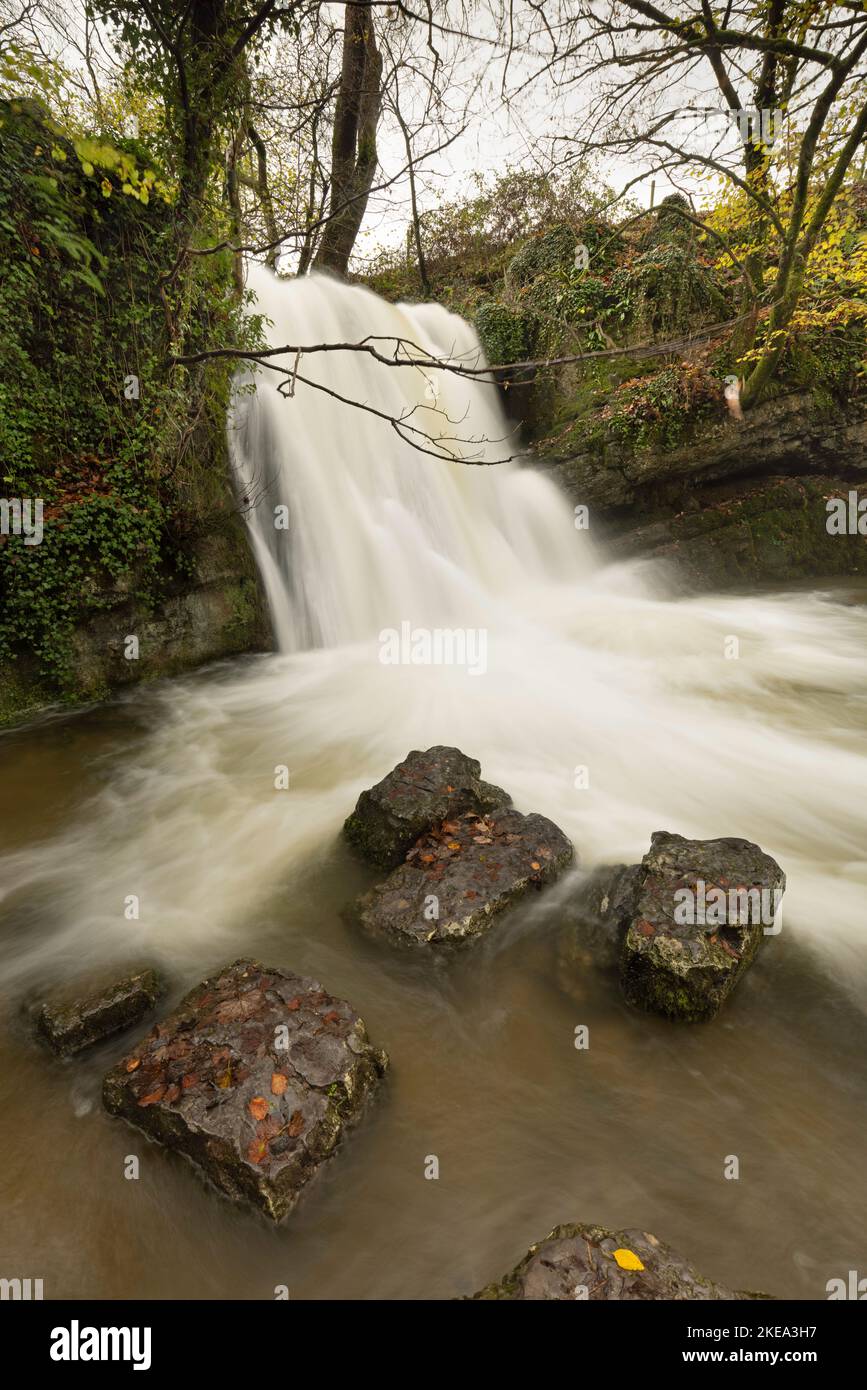 Waterfall known as Janet's Foss, near to the village of Malham in the ...