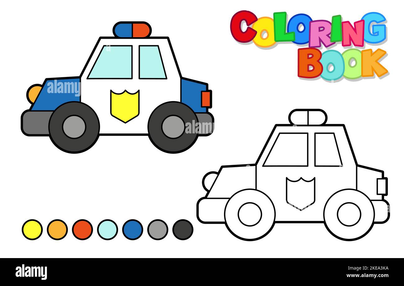 Vector illustration of a police car. Coloring book for children Stock ...