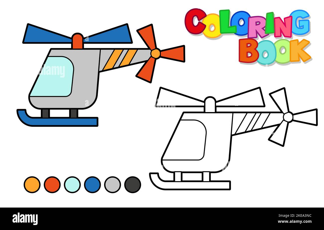 Vector illustration of a helicopter. Coloring book for children Stock ...