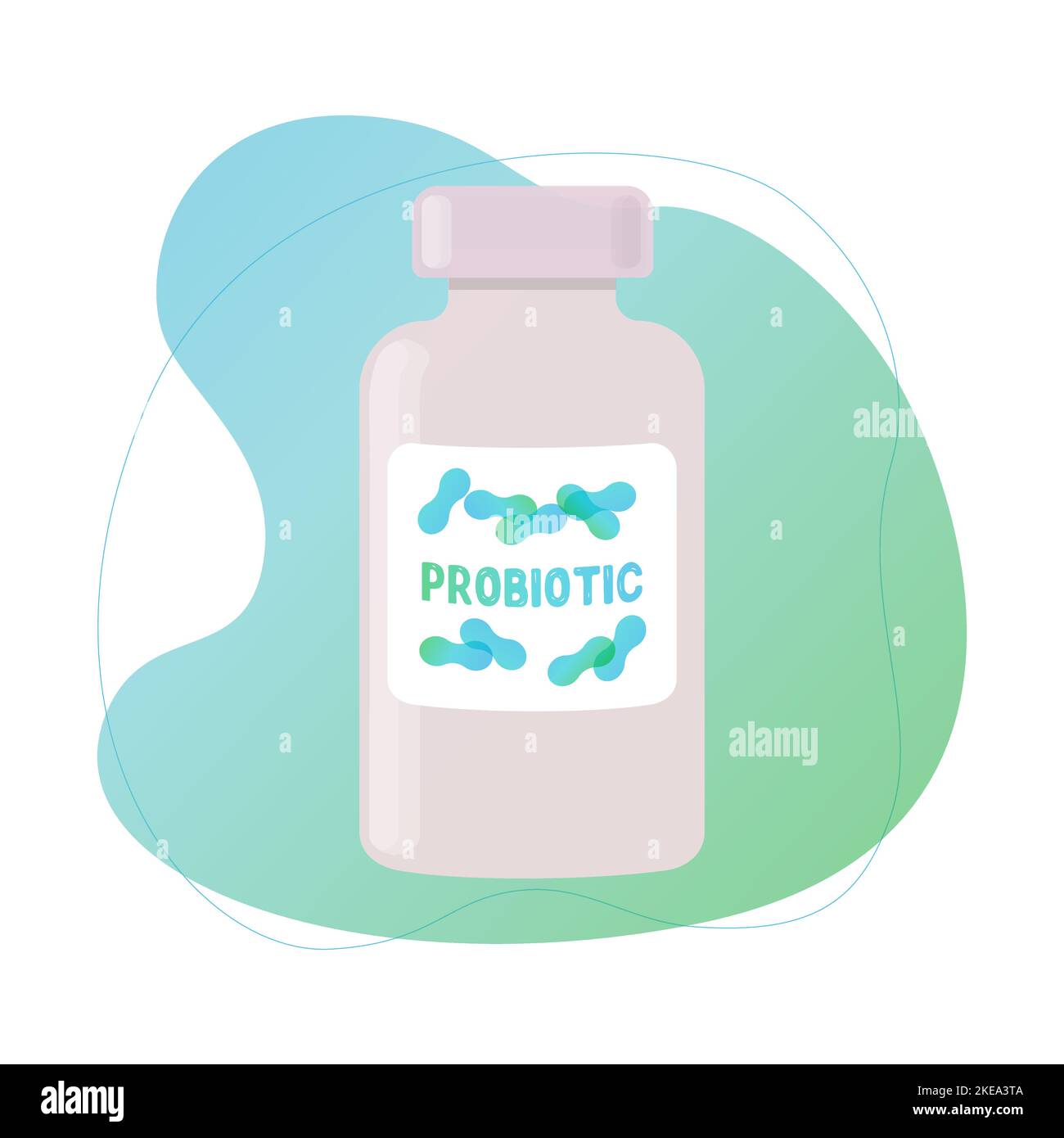 Probiotics bottle with bacteria on abstract bacground, mockup. Vector illustration Stock Vector ...