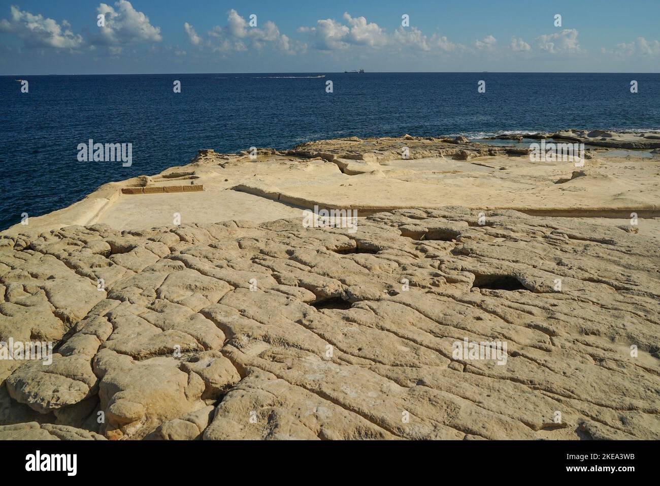 saint peter pools Malta rock formation hole on rocks view Stock Photo ...