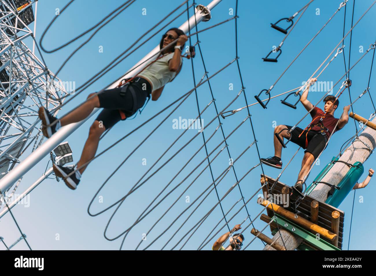 Woman handling the hardest rope level with no difficulty in an ...