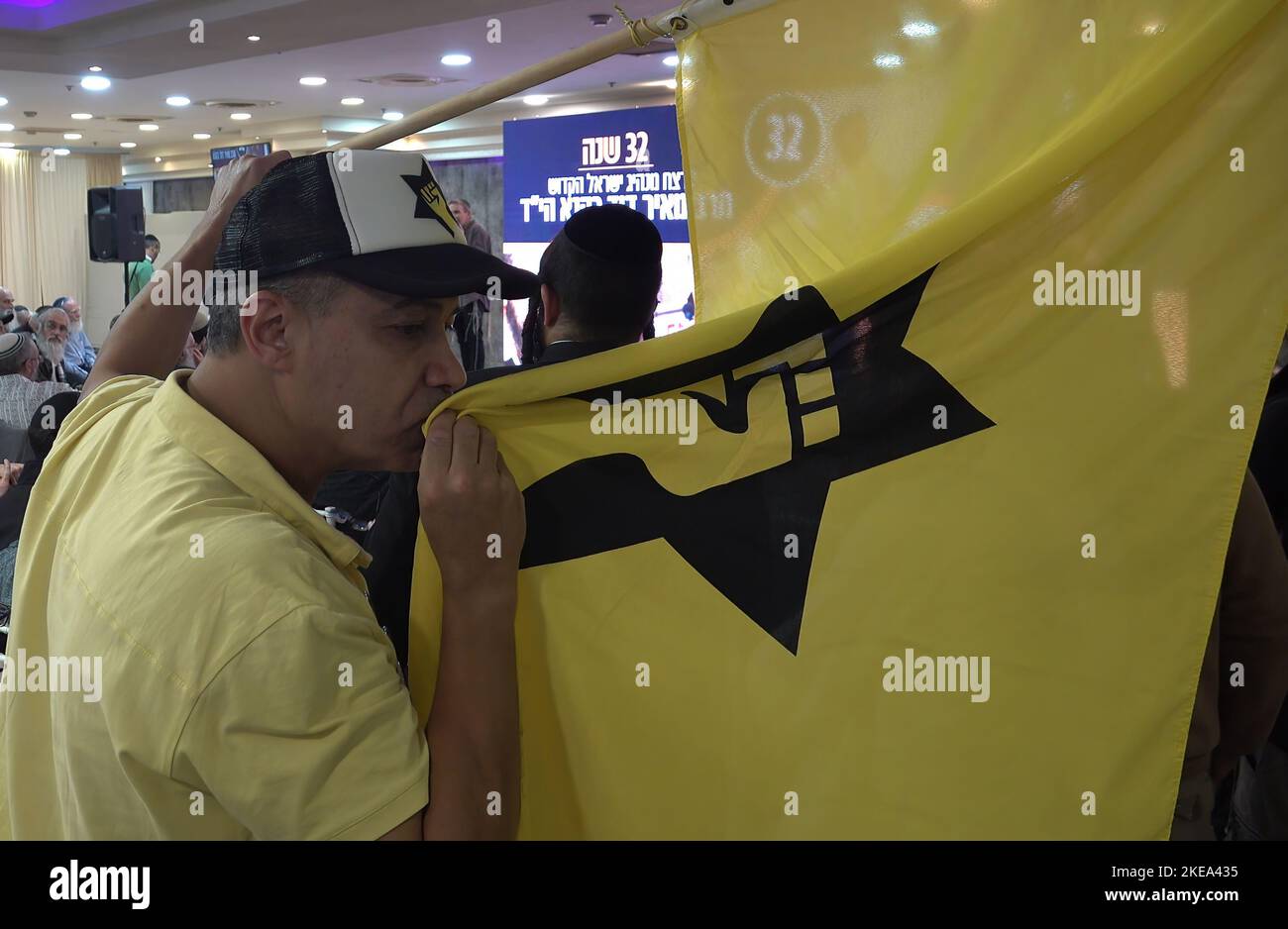JERUSALEM, ISRAEL - NOVEMBER 10: A far right-wing activist kisses the ...