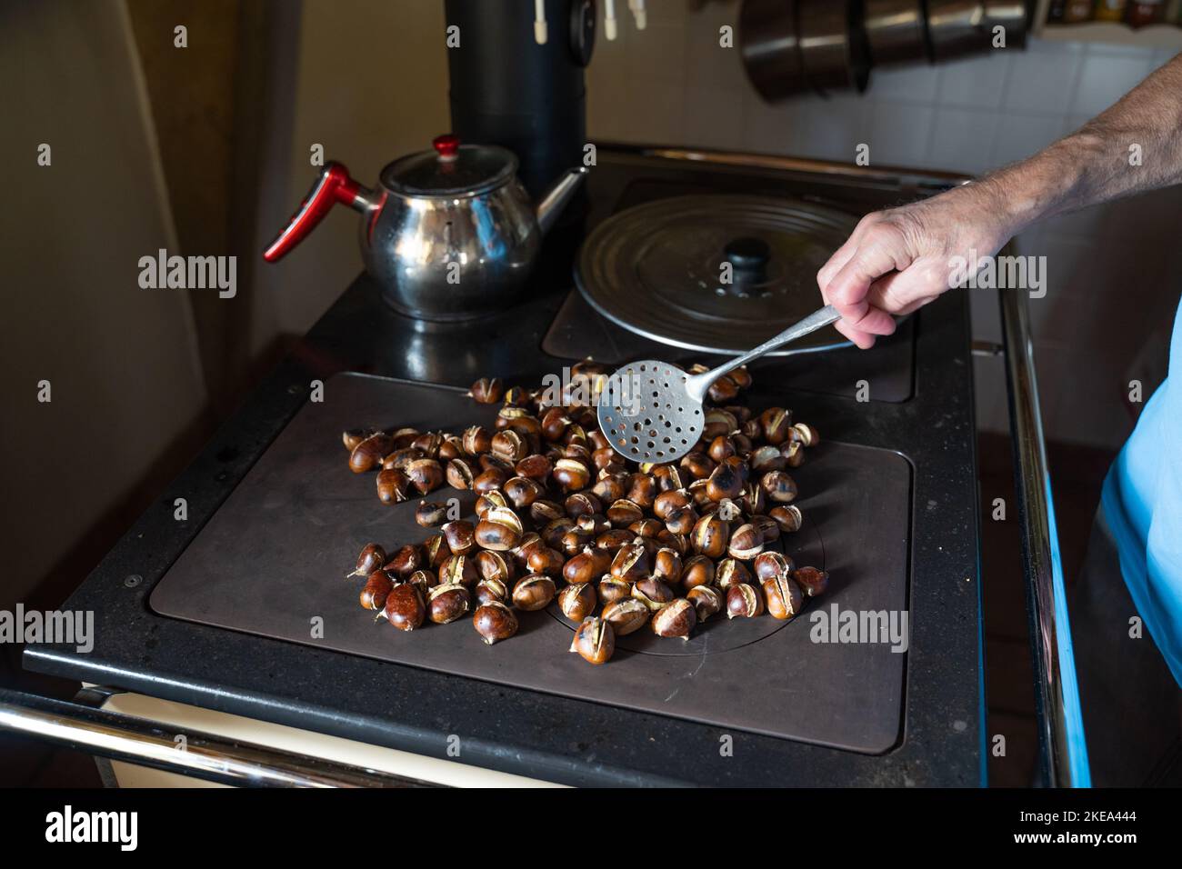 traditional cooking of chestnuts in France Stock Photo - Alamy