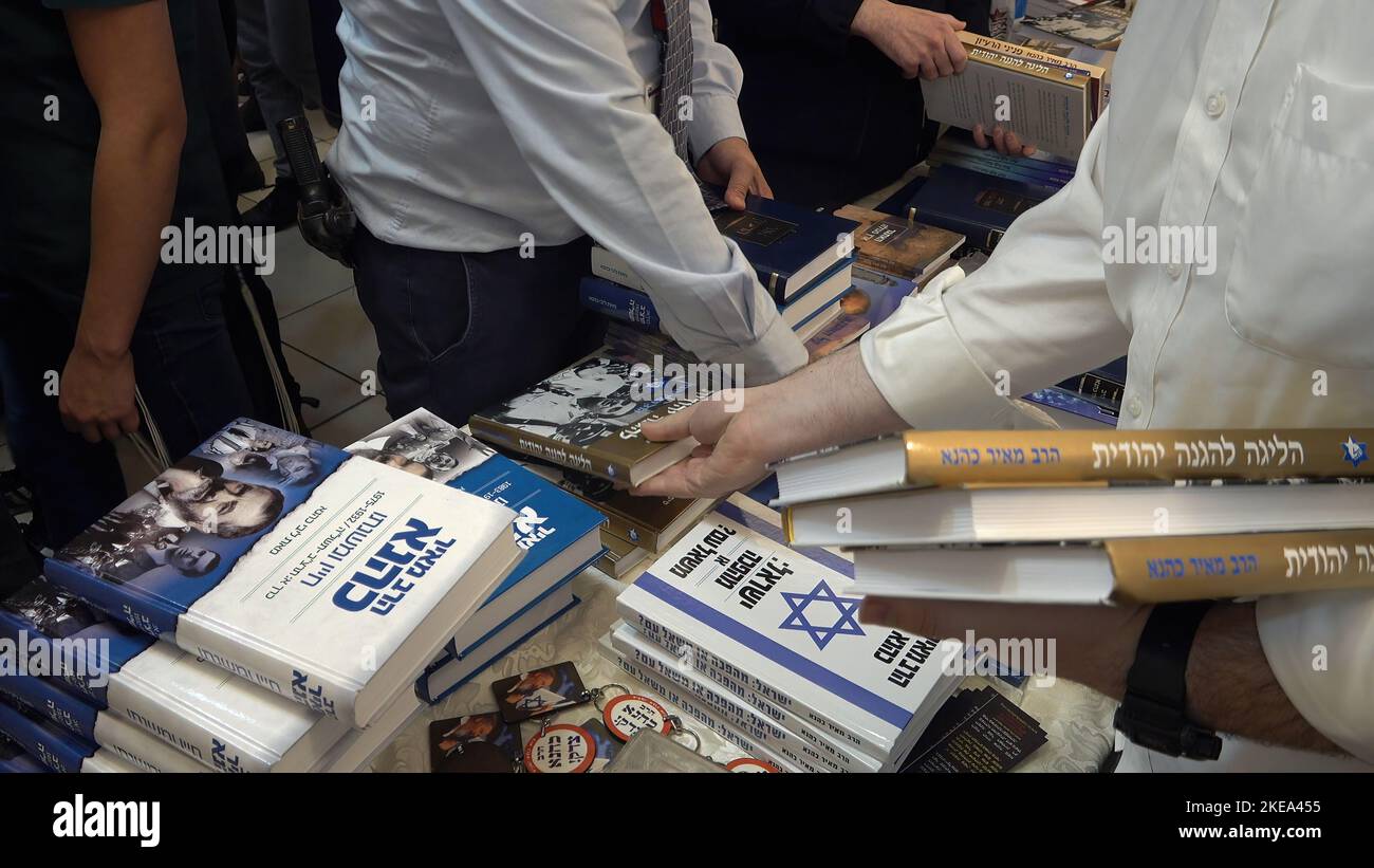 JERUSALEM, ISRAEL - NOVEMBER 10: Far right-wing activists sell books by ...