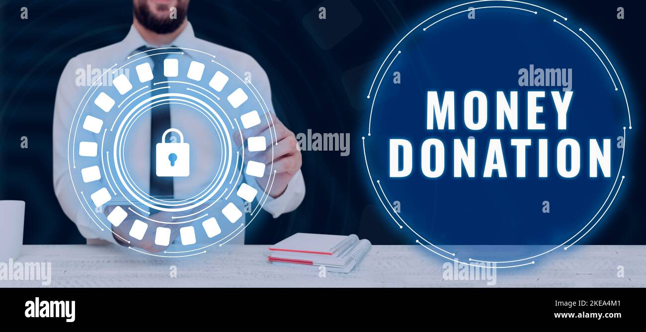 Conceptual display Money Donation. Business showcase a charity aid in a ...