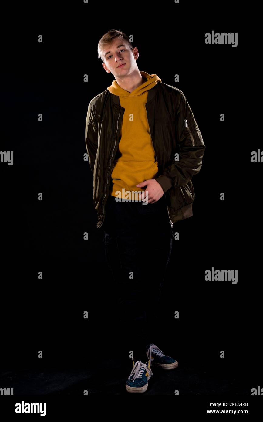 Studio body shot of a fashion male model wearing stylish clothes Stock ...