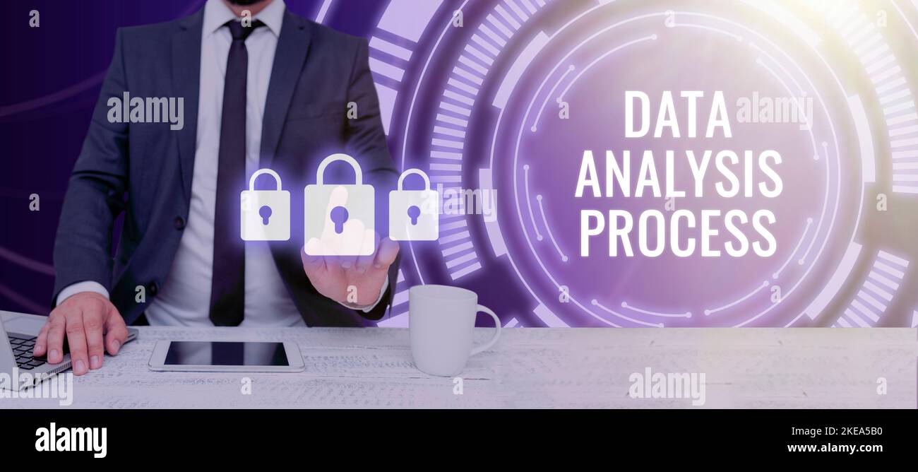 Hand writing sign Data Analysis Process. Internet Concept build a dashboard and analyze with ...
