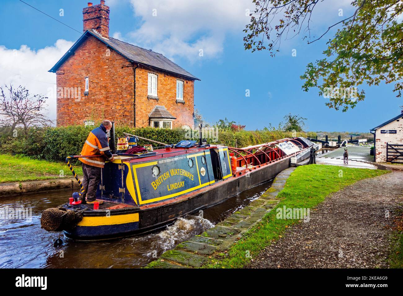 Working canal narrowboat on the Llangollen branch of the Shropshire ...