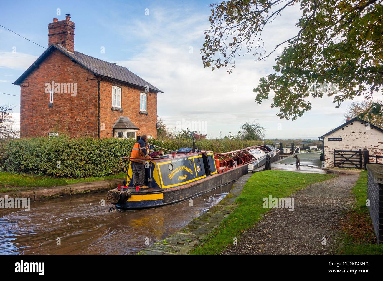 Working canal narrowboat on the Llangollen branch of the Shropshire ...