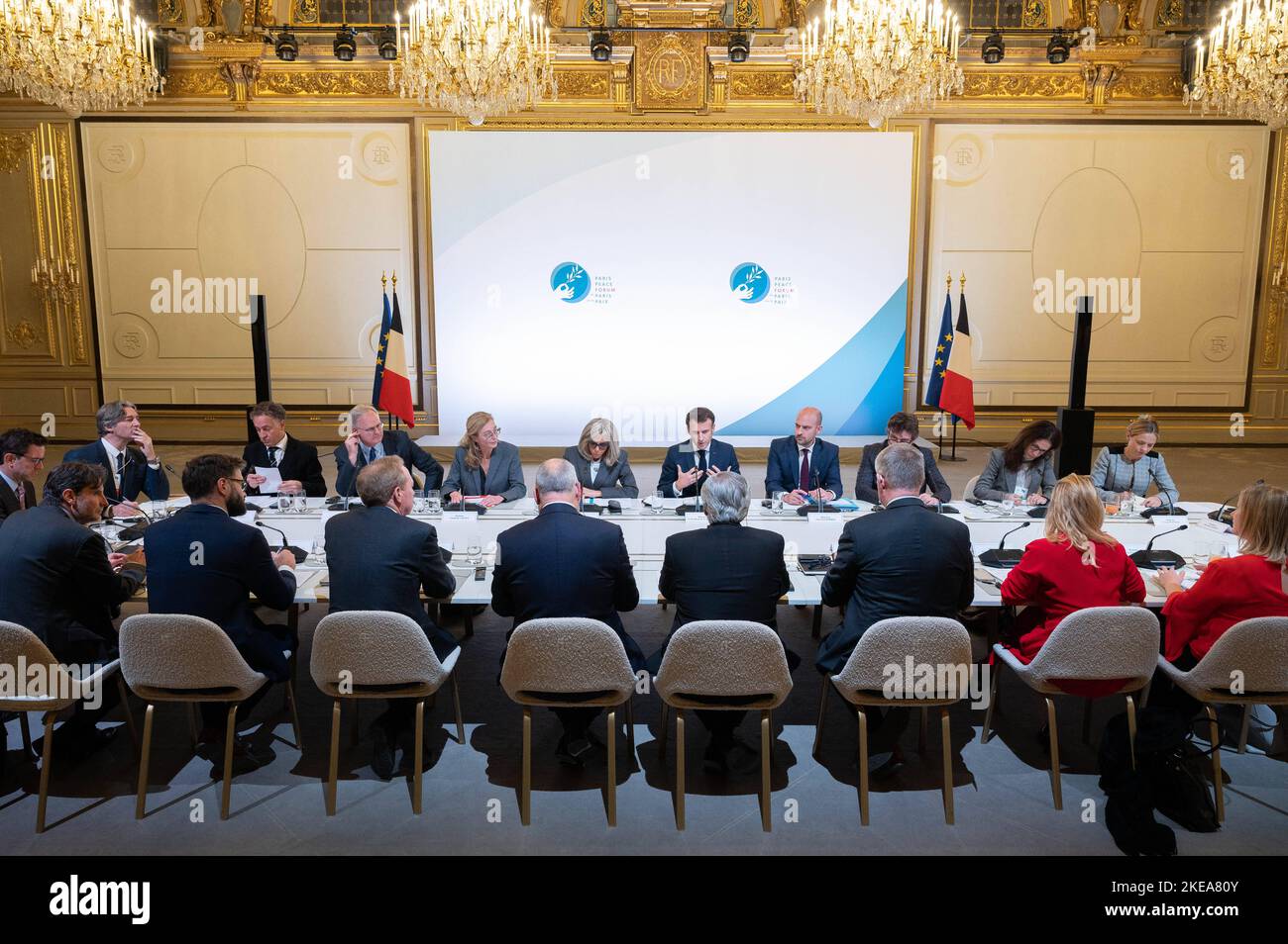 Elysee Palace. Paris, France, on November 10, 2022. Brigitte Macron and ...