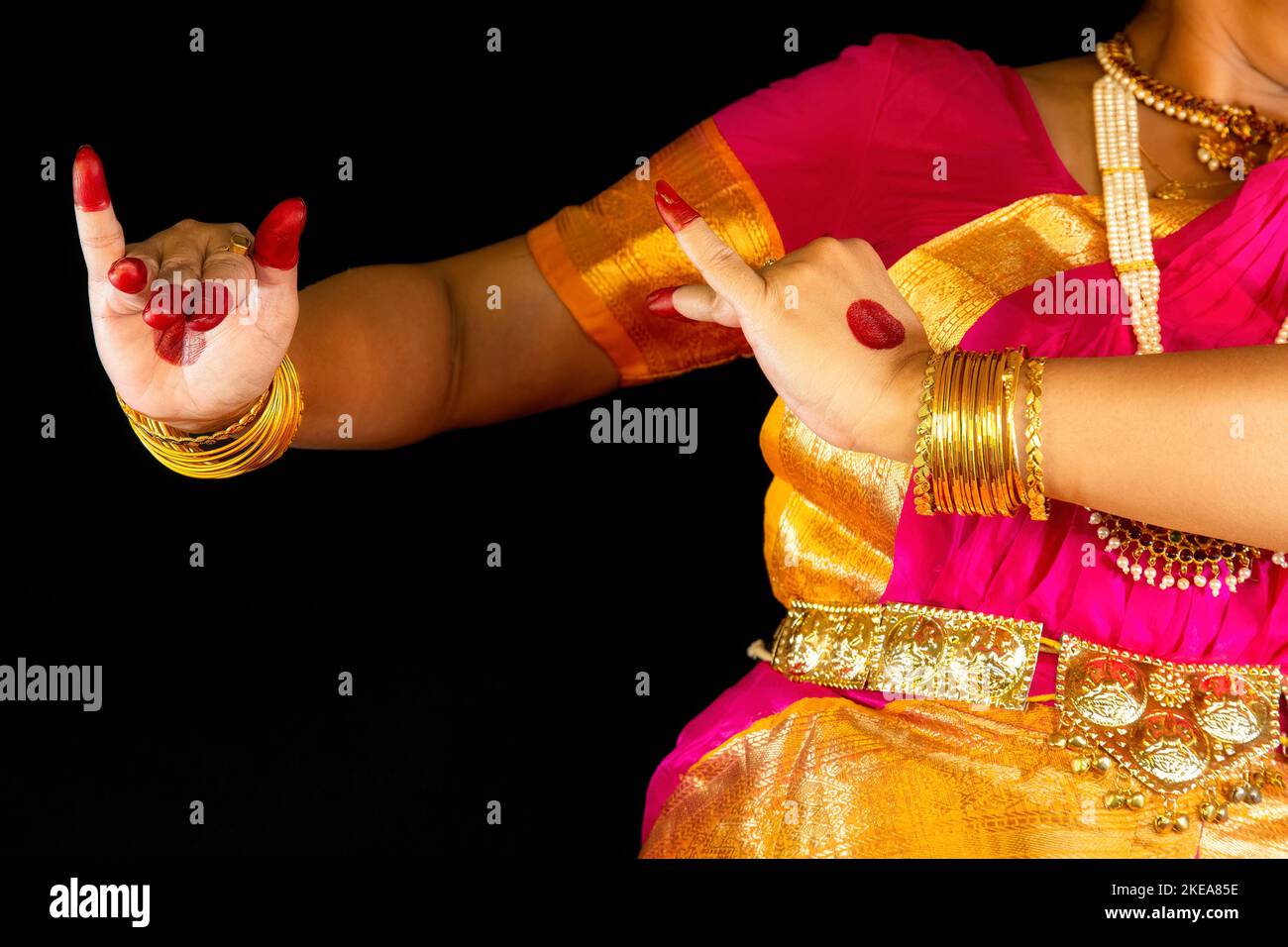 Indian Bharatanatyam classical dancer demonstrating dance mudra or ...