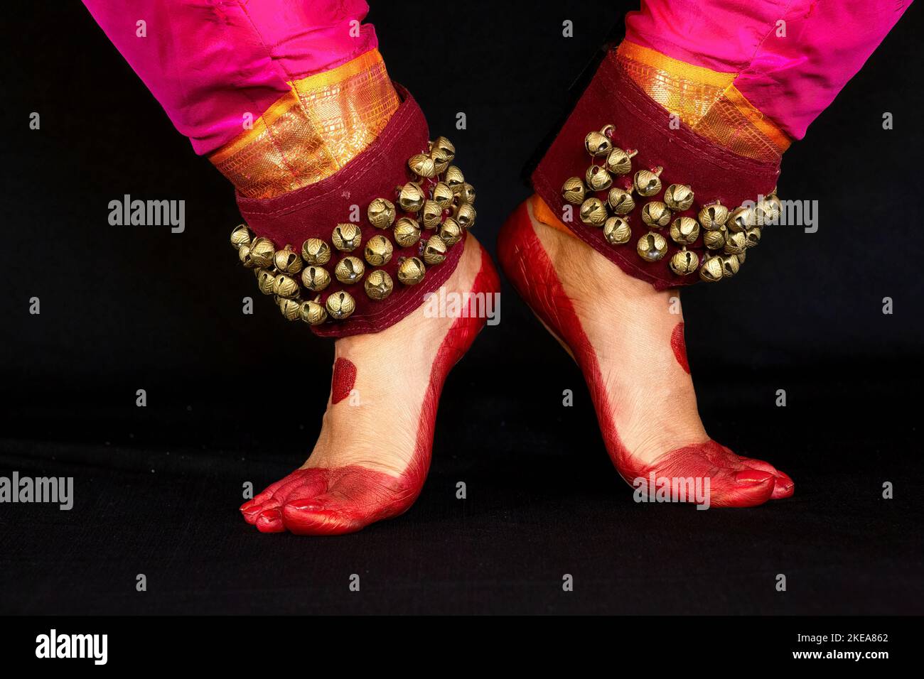 Female Indian classical dancer legs in closeup view demonstrating dance ...