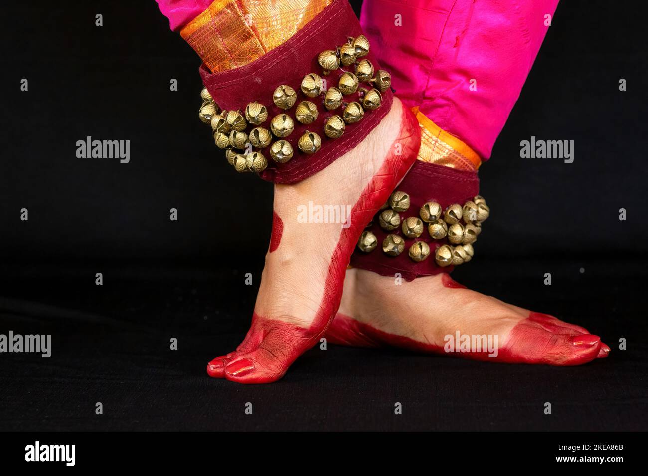 Female Indian classical dancer legs in closeup view demonstrating dance ...